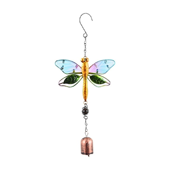 C Handmade Wooden Bead And Shells Wind Chime Metal Dragonfly Decor For ...