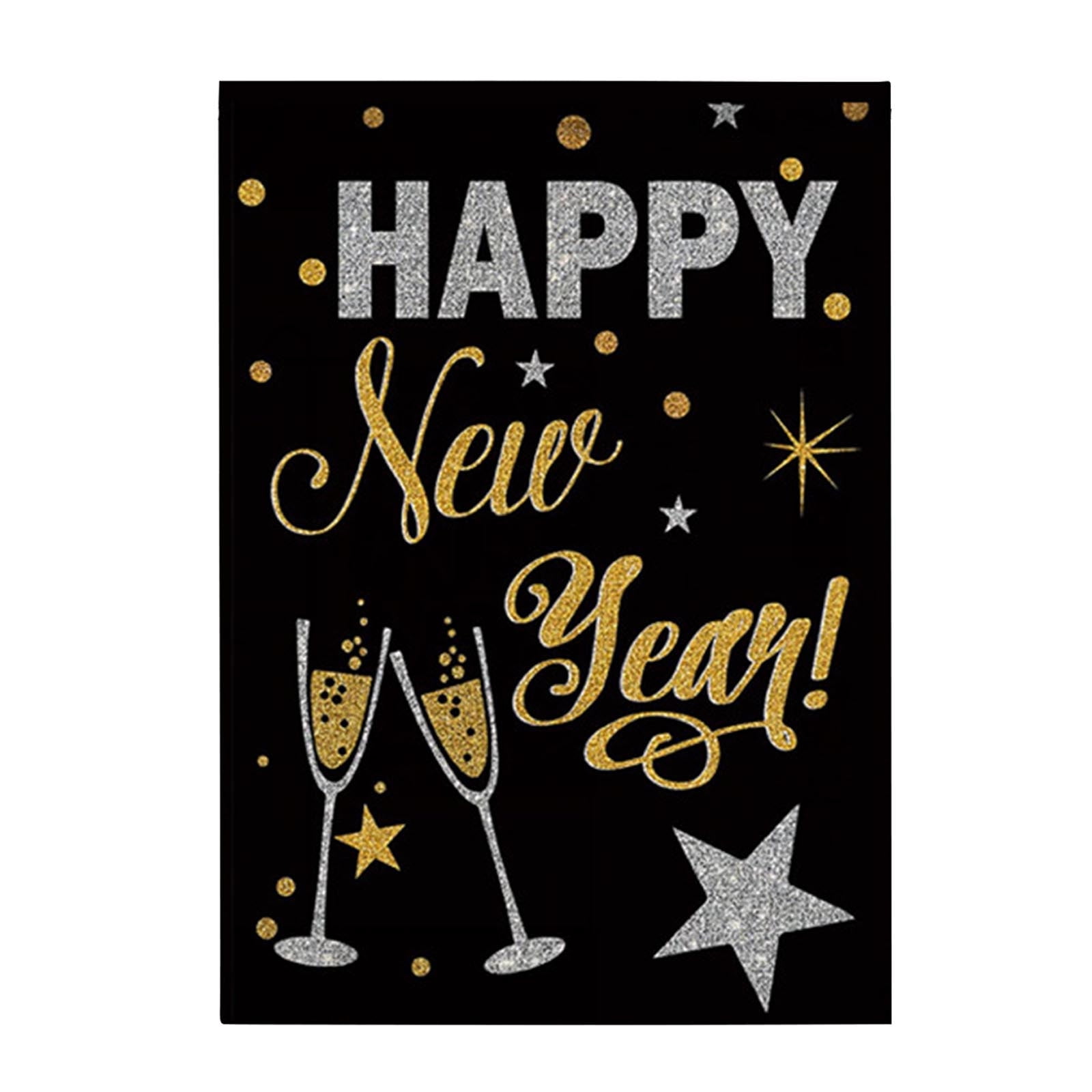 C Happy New Year Garden Flag Double Sided Spun Polyester Decorative ...
