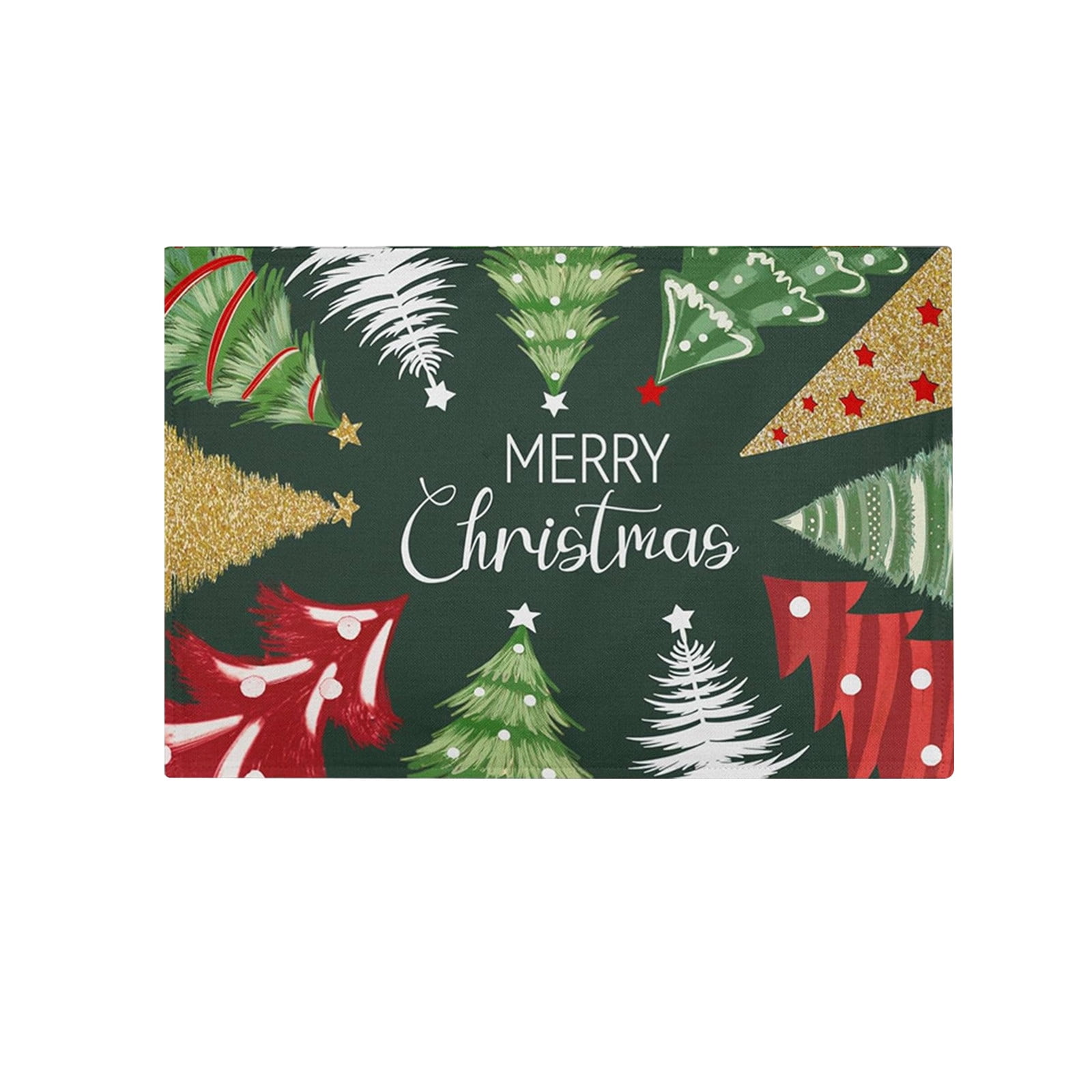 C Holiday Decoration Linen Placemats With Christmas Tree Print For ...