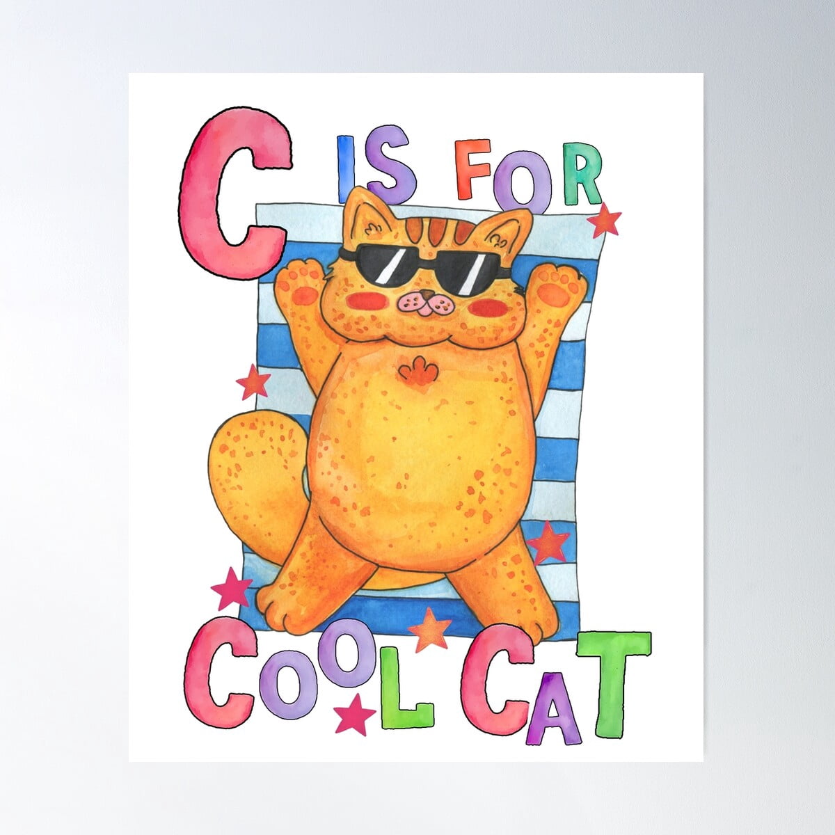C Is For Cool Cat Poster Wall Art, Modern Wall Decor For Living Room ...
