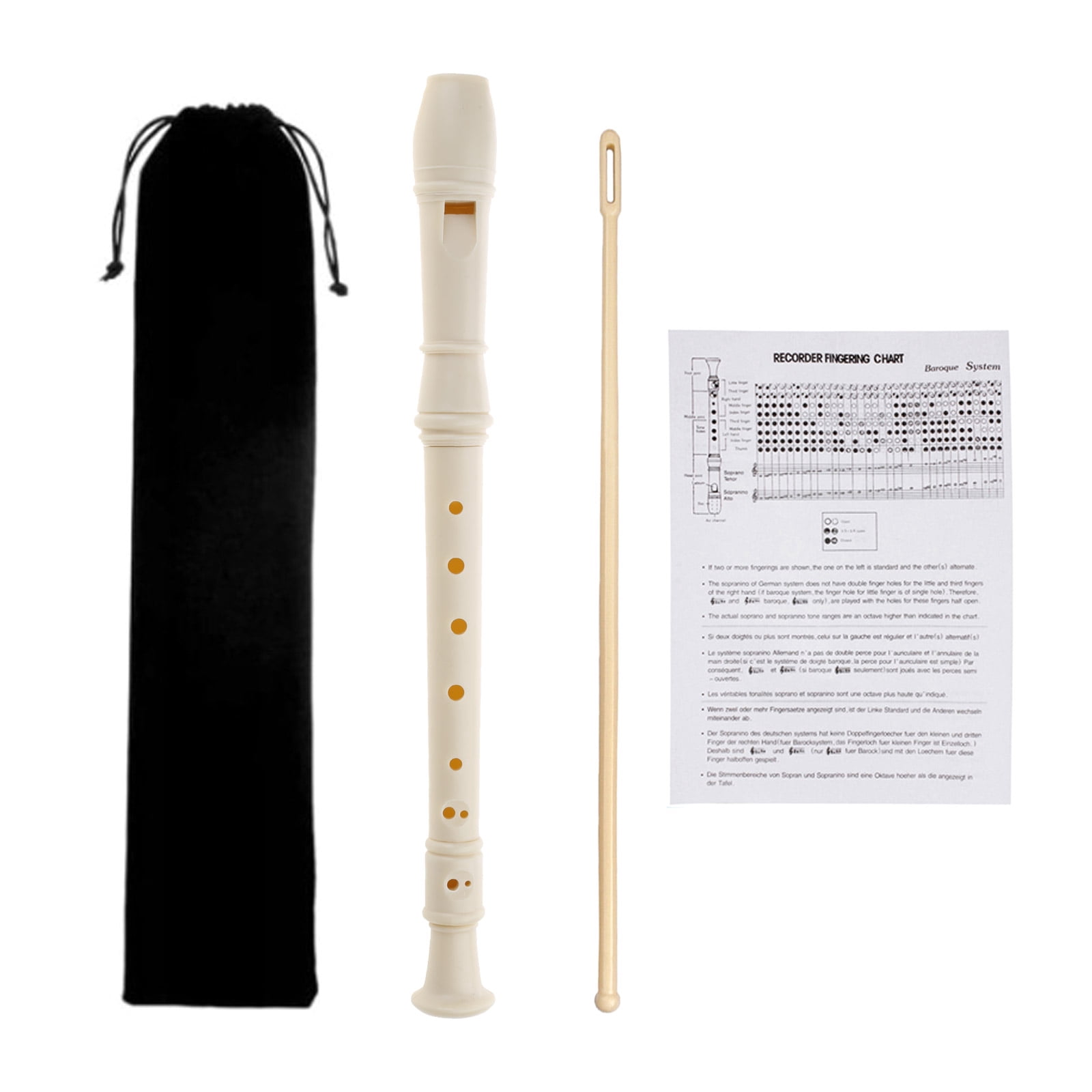 C Key 6 Hole 8 Hole Descant Soprano Recorder with Cleaning Rod German ...