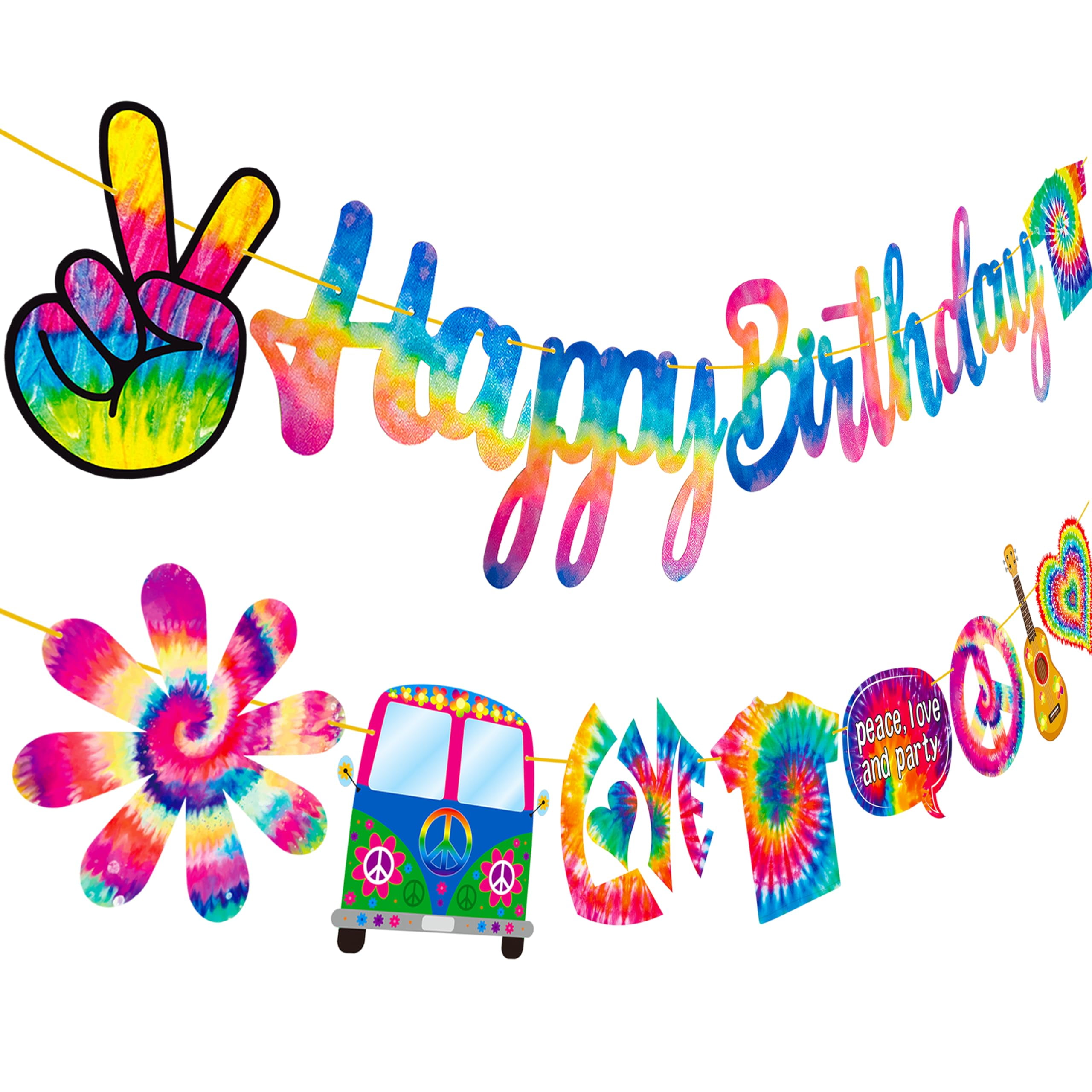 C L cooper life Tie Dye Happy Birthday Banner, Art Theme Party ...