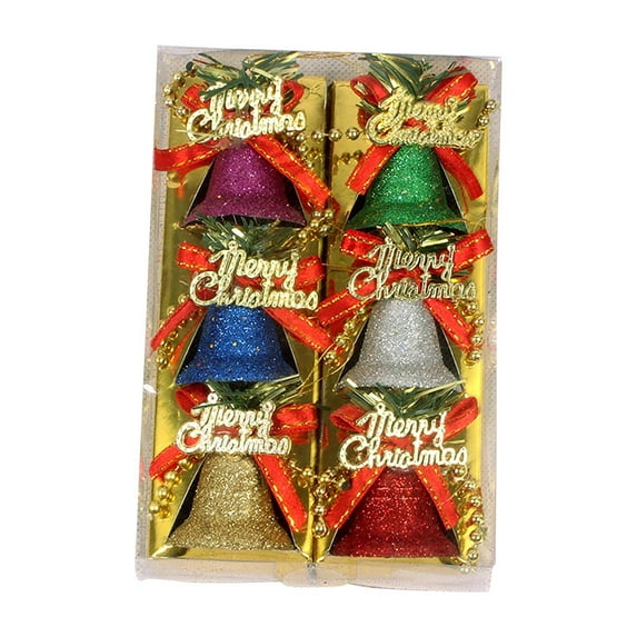 C Large Colorful Bells 6Pc Christmas Bells Plastic Decorations Tree ...