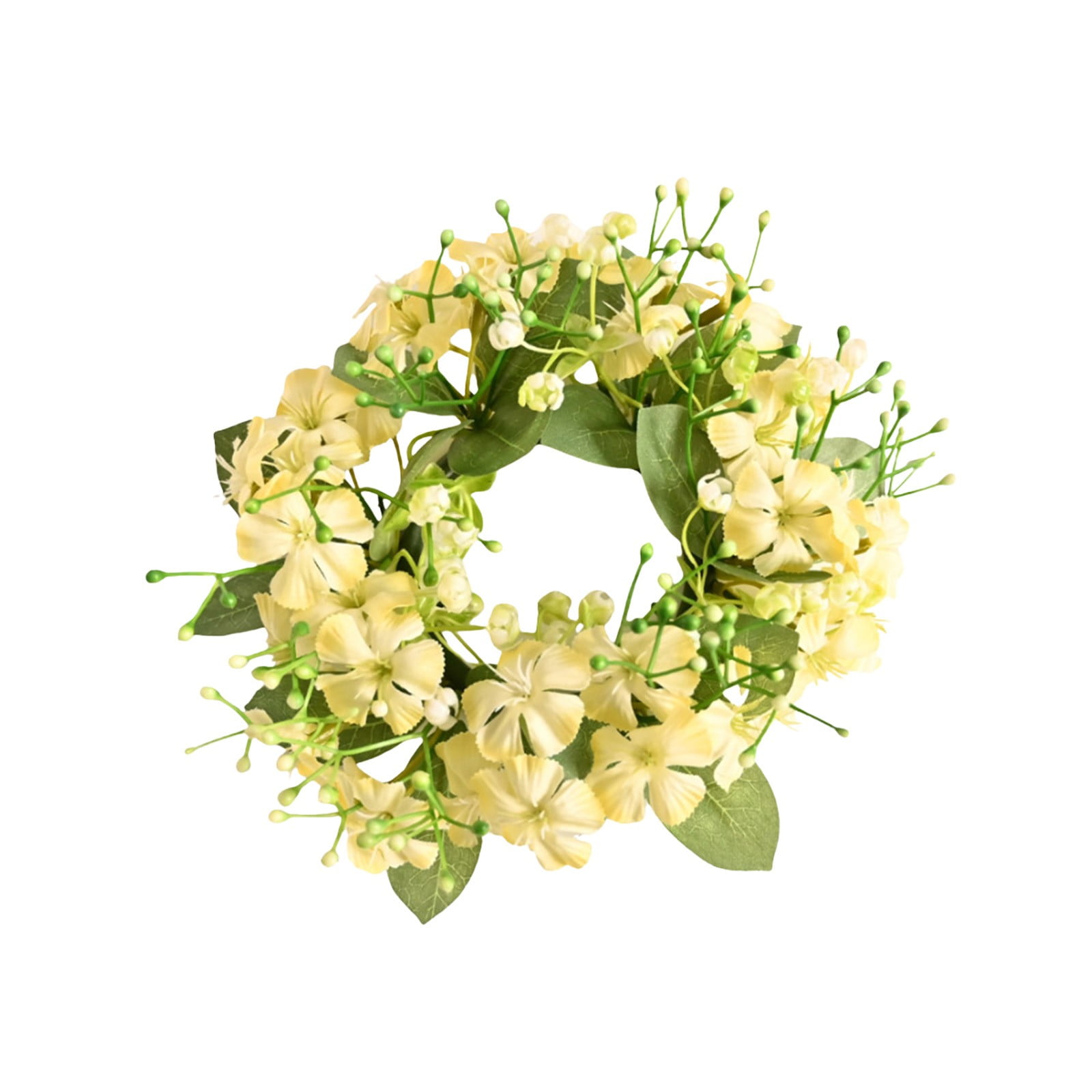 C Light Yellow Artificial Flower Candle Ring Wreath, 20X20Cm Floral ...