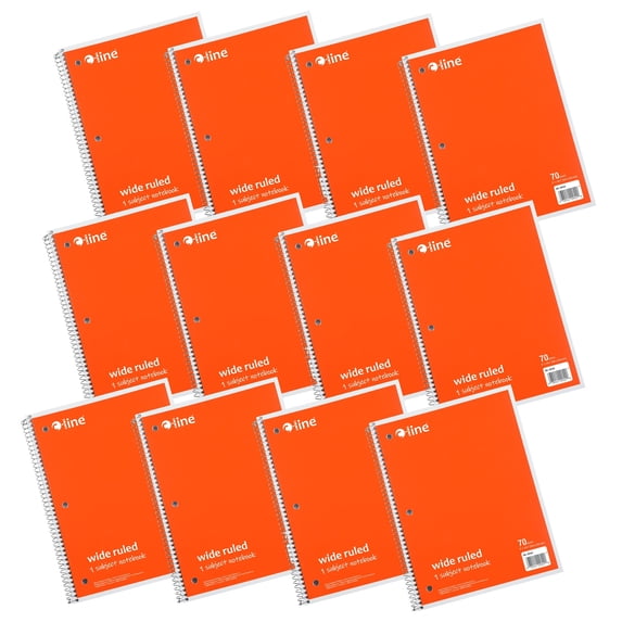 C-Line 1 Subject Wide-Ruled Notebook (Orange, 12 Pack) - Office ...