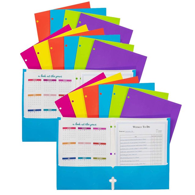 C-Line 2-Pocket Laminated Paper Portfolio with 3-Hole Punch, Assorted ...