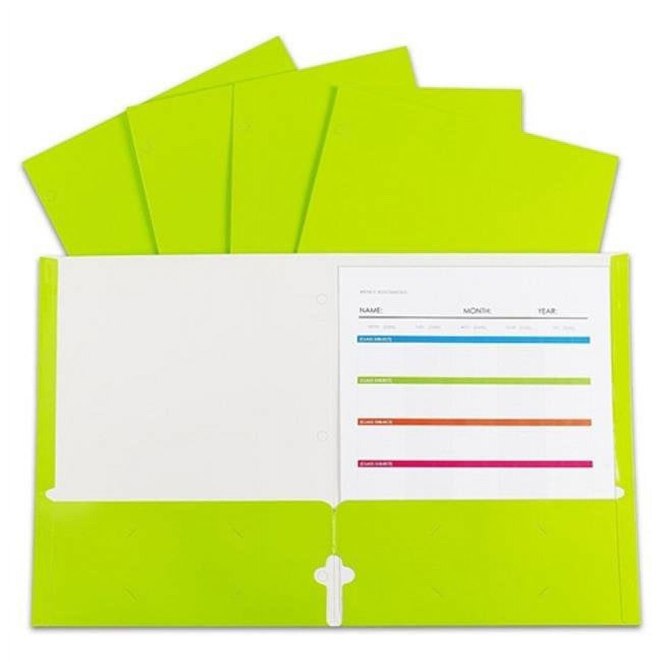 C-Line 2-Pocket Laminated Paper Portfolios with 3-Hole Punch, Lime ...