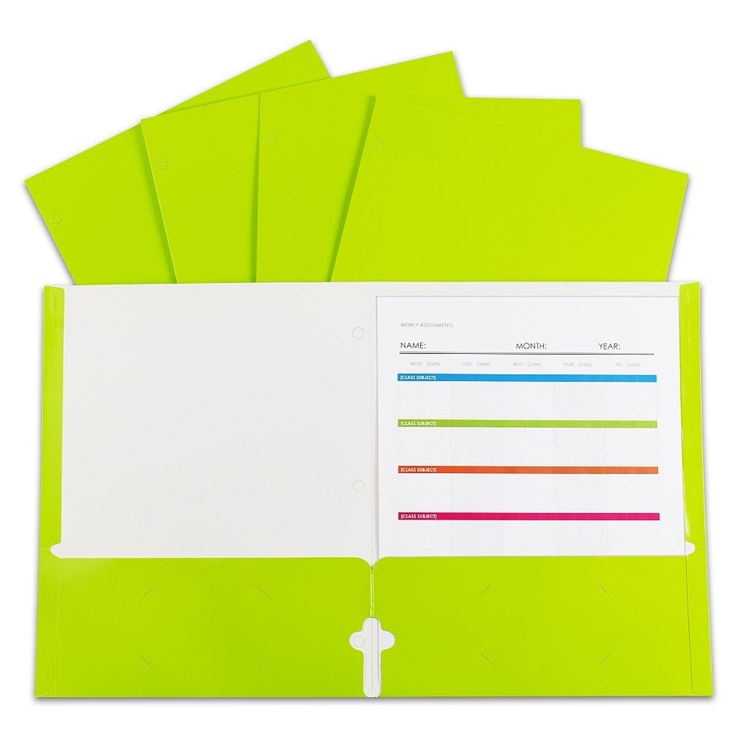C-Line 2-Pocket Laminated Paper Portfolios with 3-Hole Punch, Lime ...