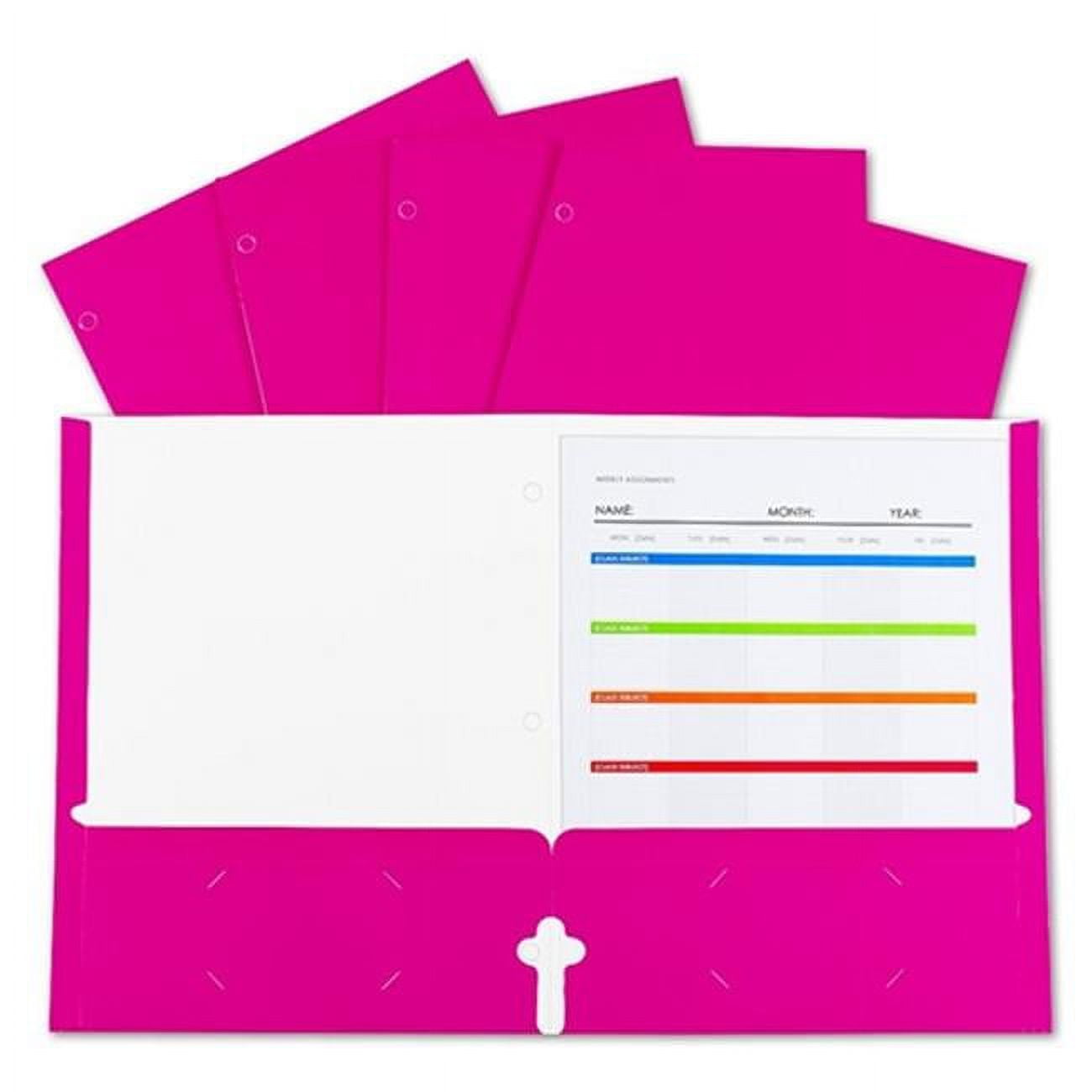 C-Line 2-Pocket Laminated Paper Portfolios with 3-Hole Punch, Pink, Box ...