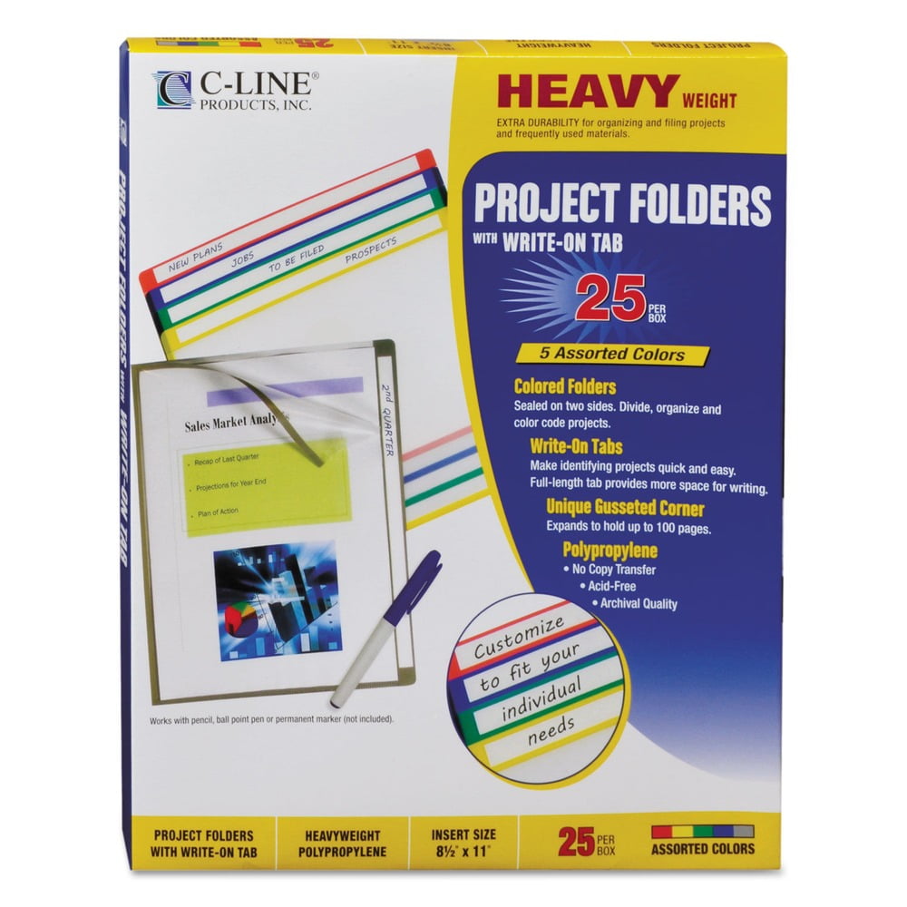 C-Line 62160 Straight Tab Write-On Project Folders - Letter Size ...