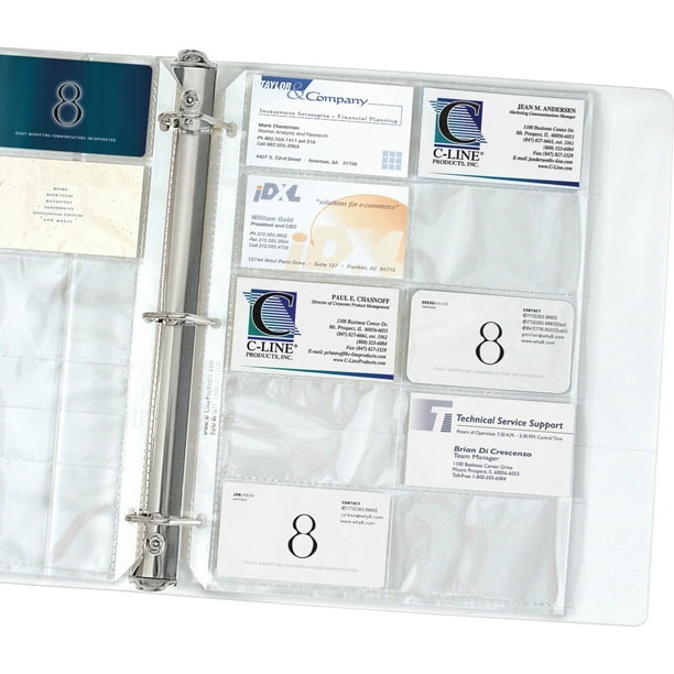 C-Line Business Card Binder Pages, Holds 20 Cards, 8 1/8 x 11 1/4 ...