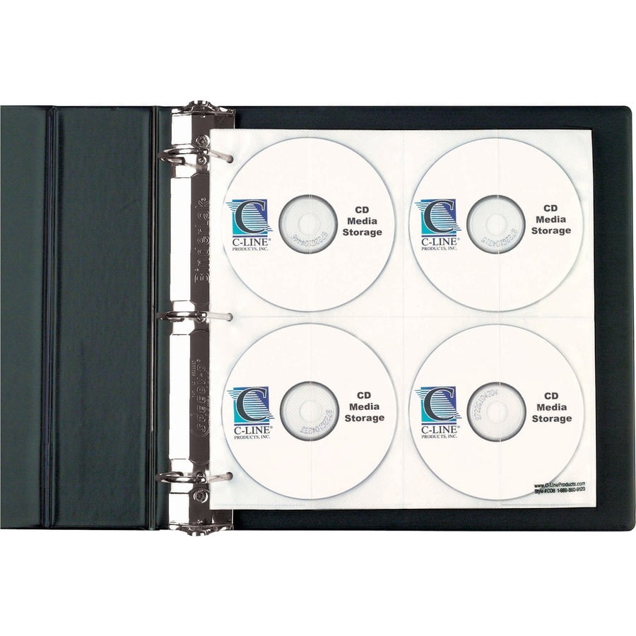 C-Line CD/DVD Refillable D-Ring Binder Kit, Holds 80 Discs, Black ...