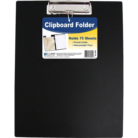 C-Line, Clipboard Folder, 8-1/2 x 11 inches, Black - Walmart.com