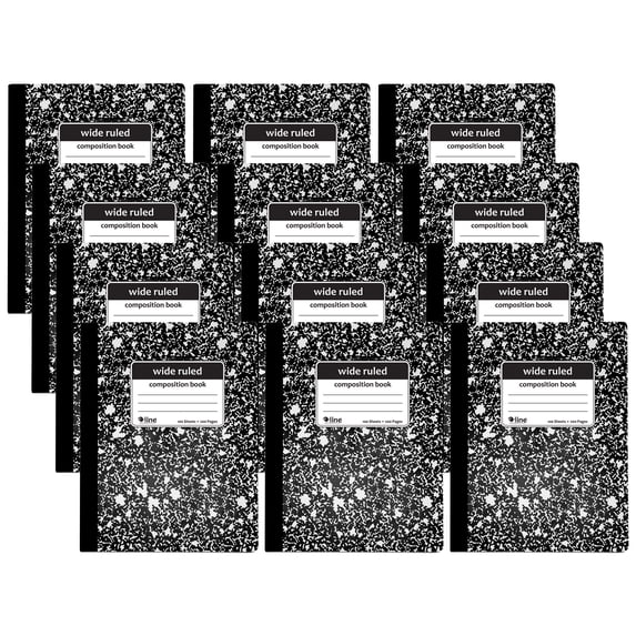 C-Line Composition Notebook, 100 Page, Wide Ruled, Black Marble, Pack ...