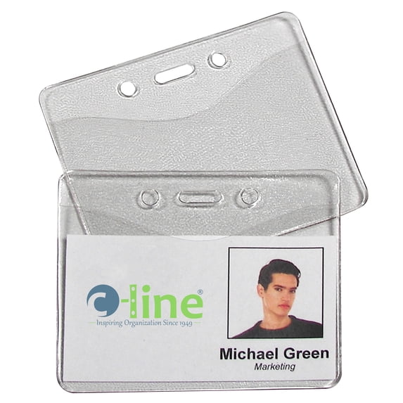 C-Line Heavy Duty ID Badge Holders, Vinyl, Horizontal, 2-3/8 x 3-3/8 ...