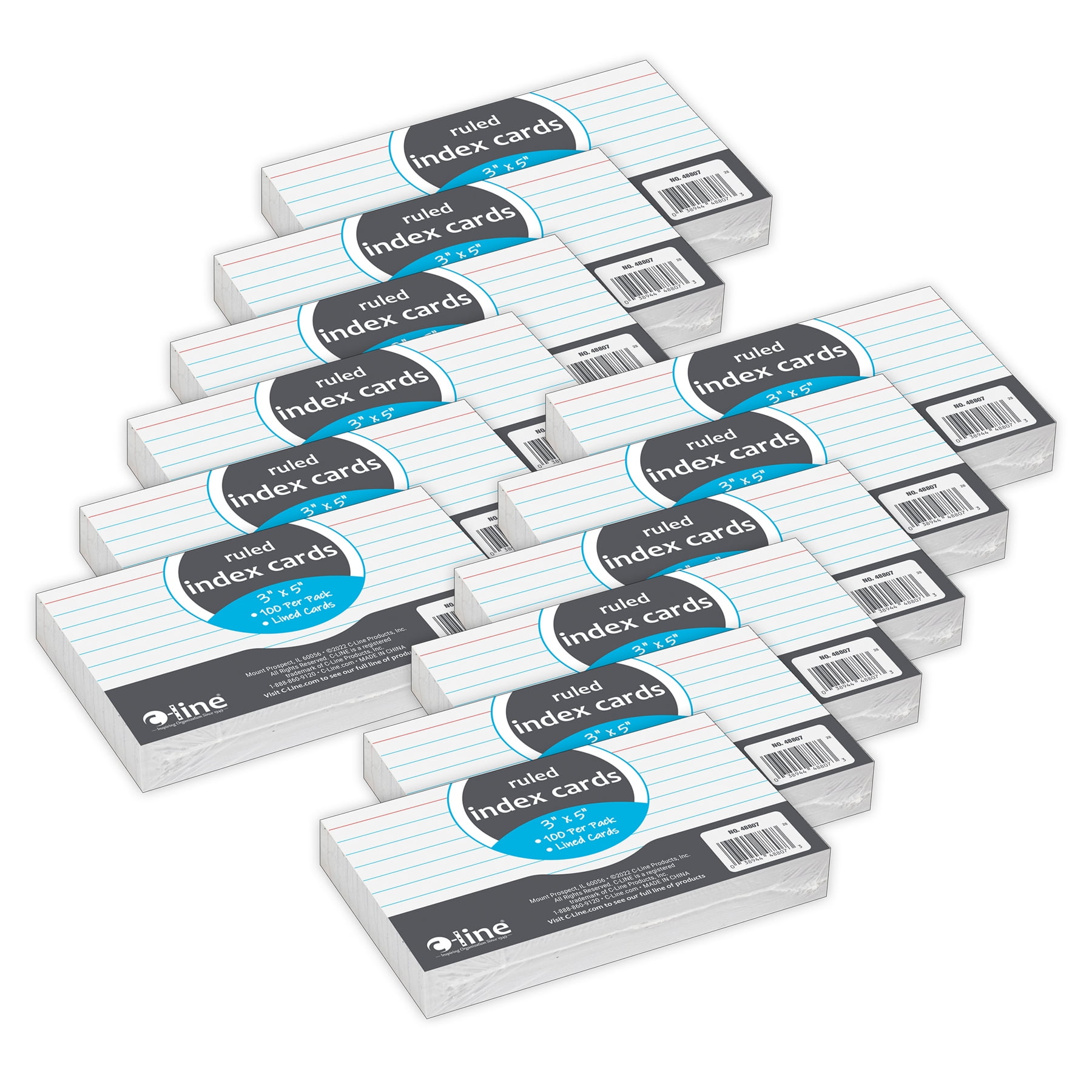 C-Line Index Cards, 3" x 5", White, 100 Per Pack, 12 Packs - Walmart.com