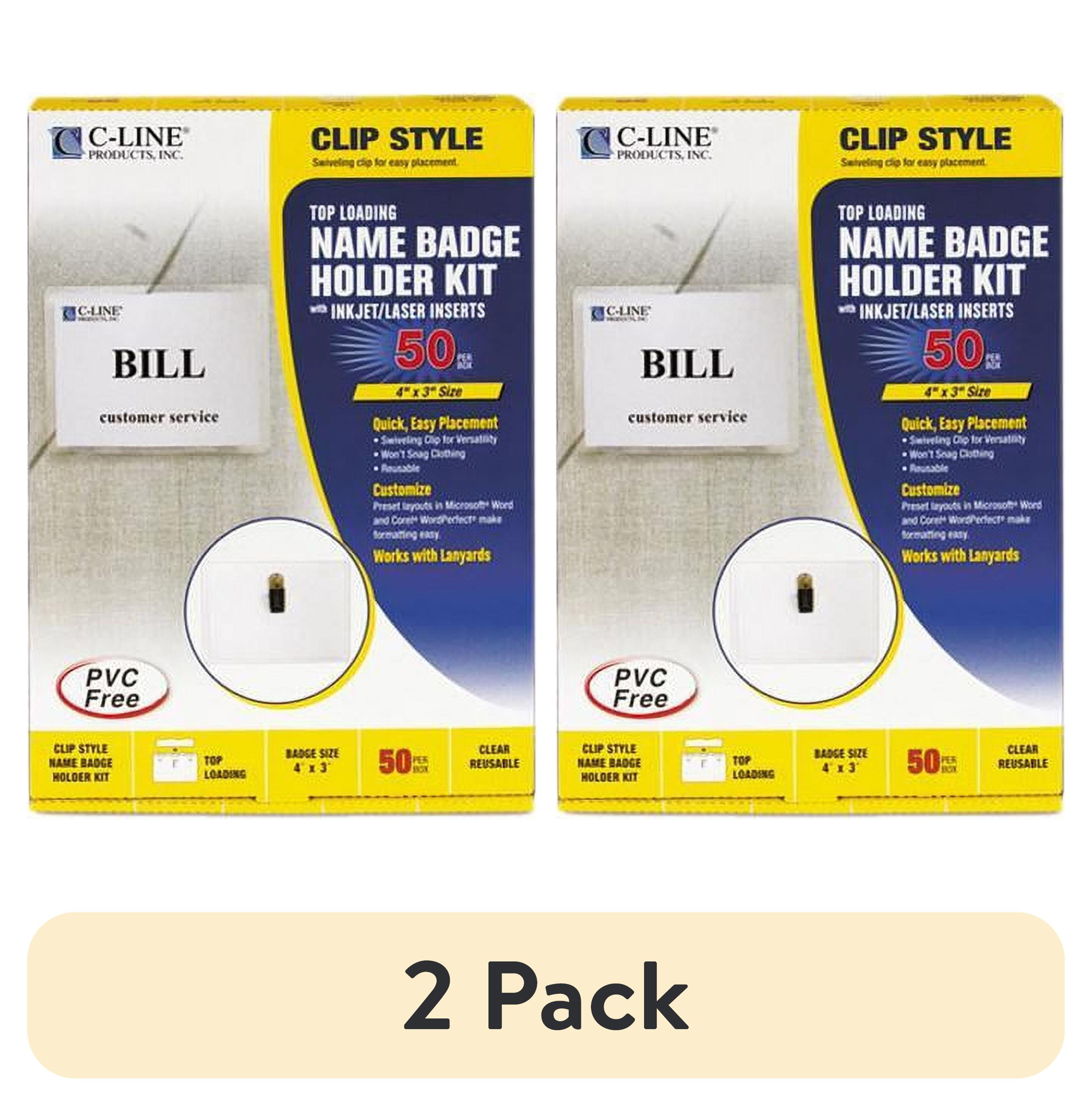 (2 pack) C-Line Name Badge Kits, Top Load, 4 x 3, Clear, 50/Box ...