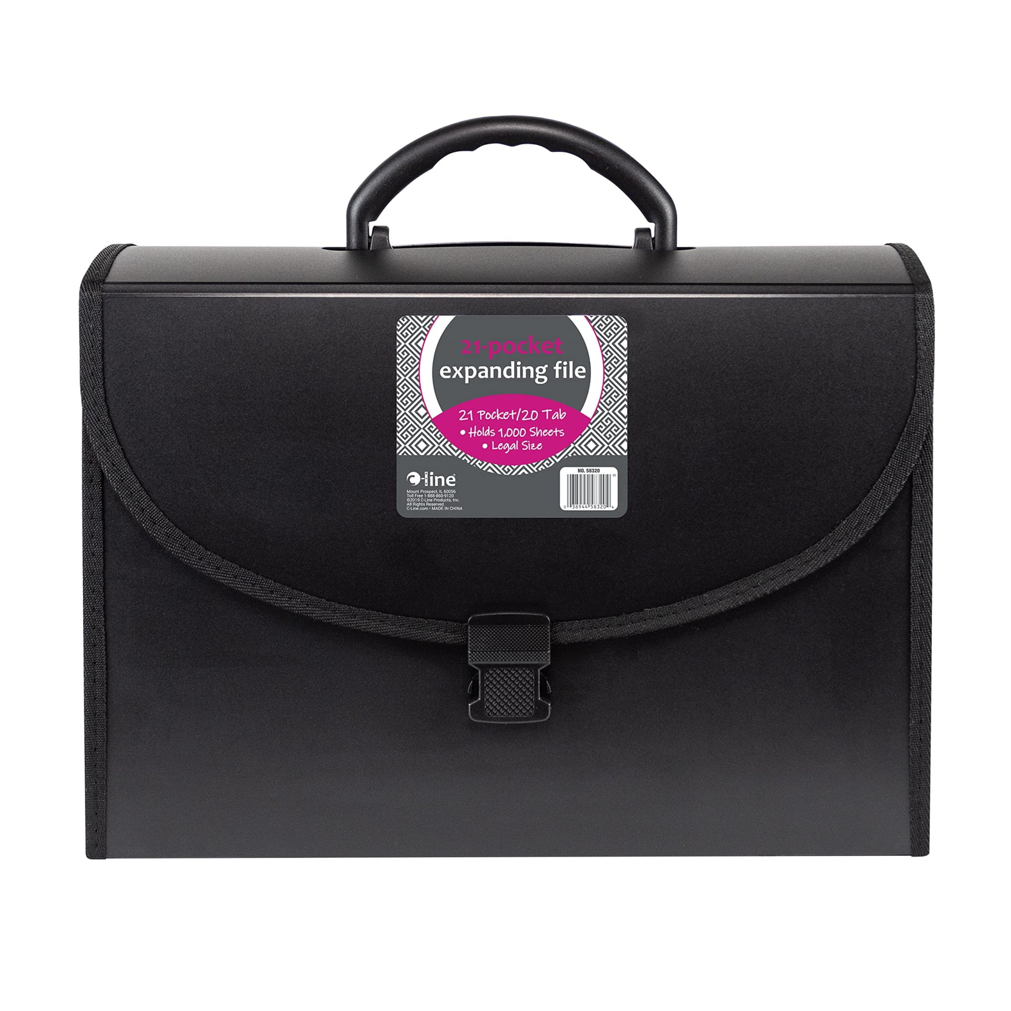 C-Line Expanding File, 21 Pockets, Black, Secure Closure - Walmart.com