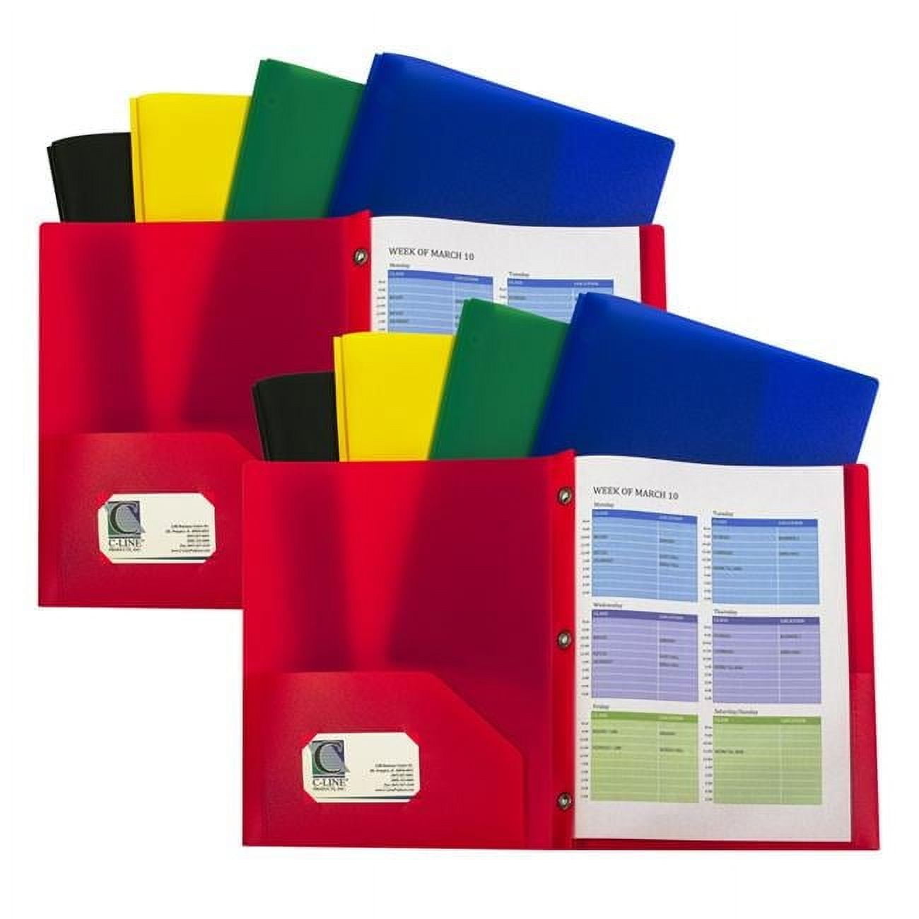 C-Line Products Assorted Two Pocket Poly Folders for Grade K-12, Multi ...