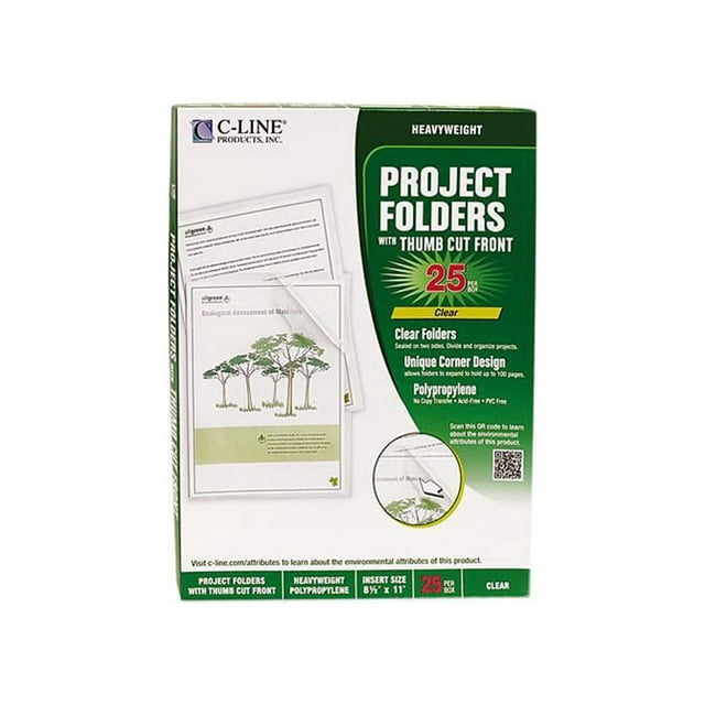 C-Line Project Folders, Reduced Glare, Polypropylene, Letter Size, 25 ...