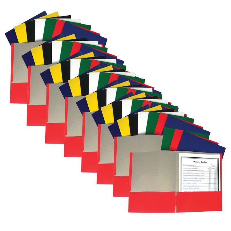 C-Line Recycled Two-Pocket Paper Portfolio Folder, No Prongs, Assorted ...