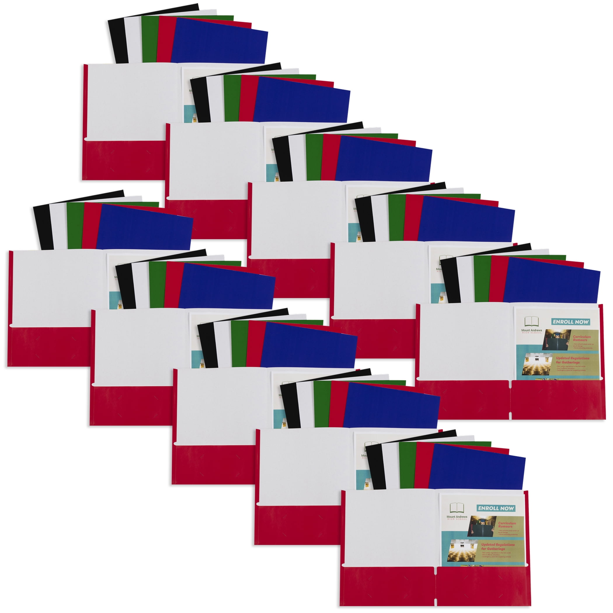 C-Line Recycled Two-Pocket Paper Portfolio Folder, No Prongs, Assorted ...