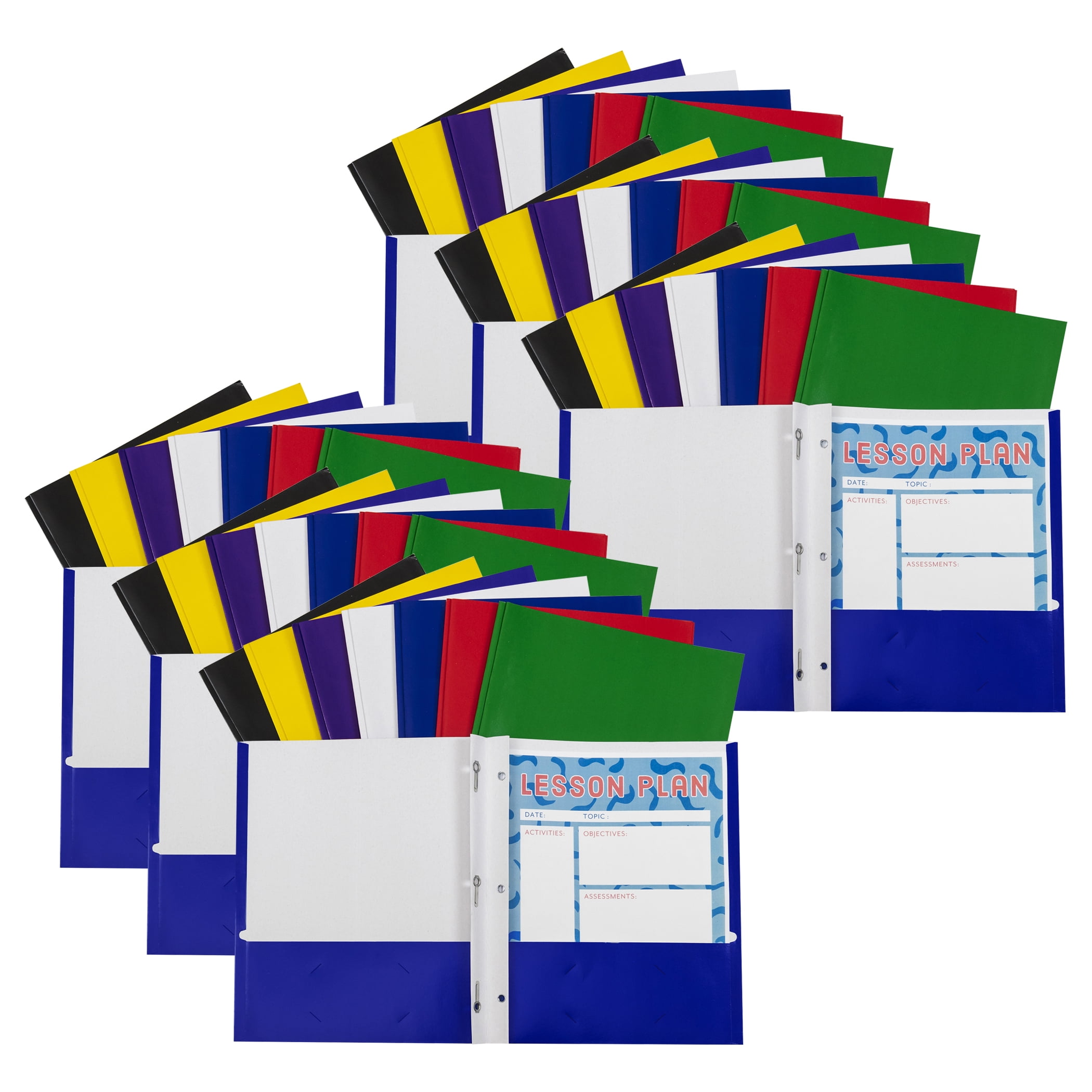 C-Line Recycled Two-Pocket Paper Portfolios with Prongs, Assorted ...