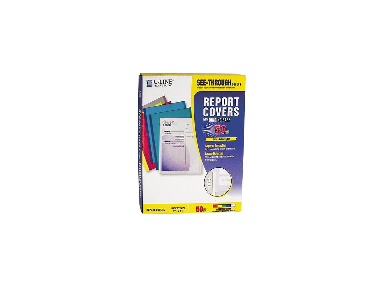 C-Line Report Covers with Binding Bars, Vinyl, Assorted, 8 1/2 x 11, 50 ...