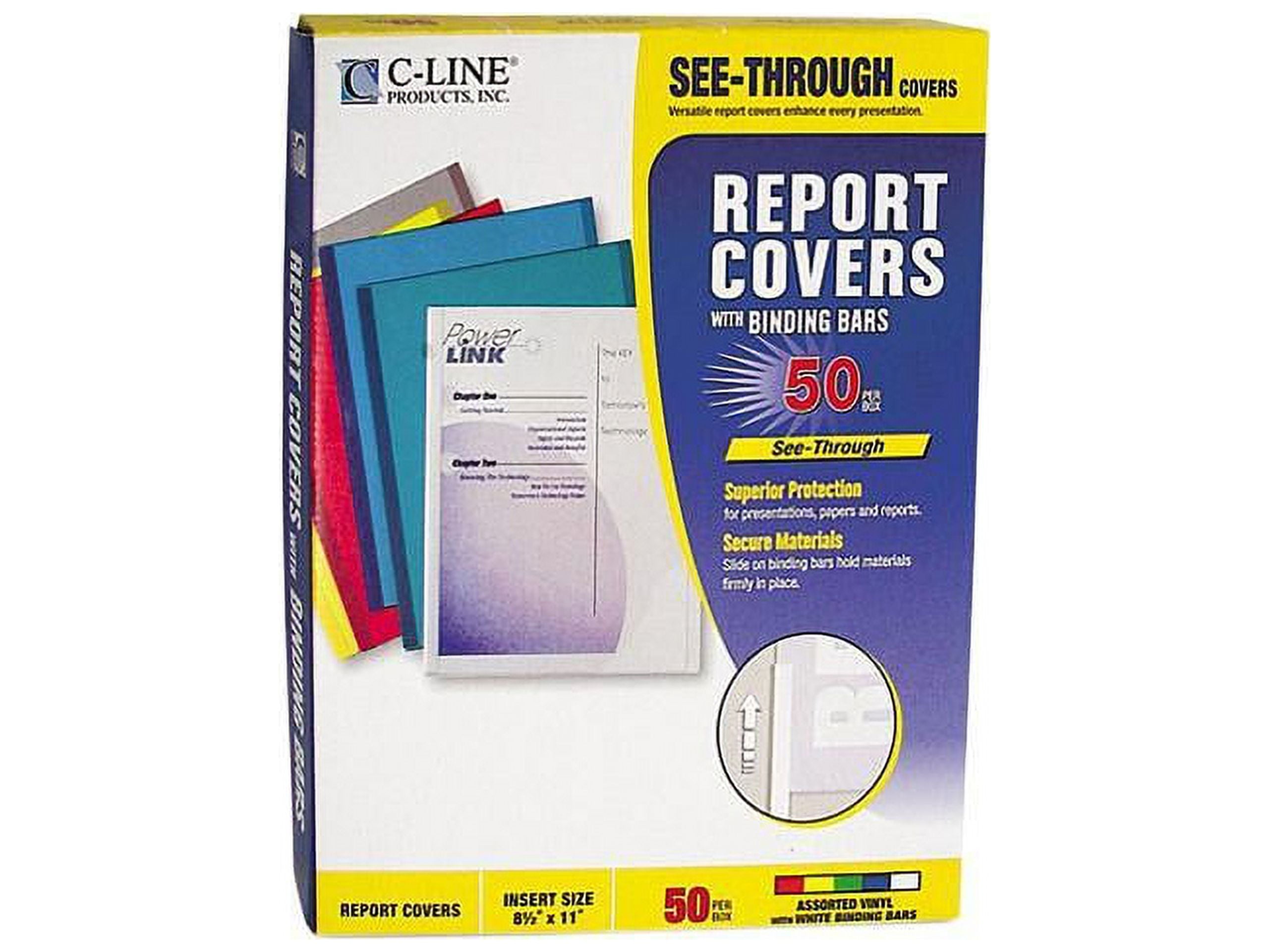 C-Line Report Covers with Binding Bars, Vinyl, Assorted, 8 1/2 x 11, 50 ...