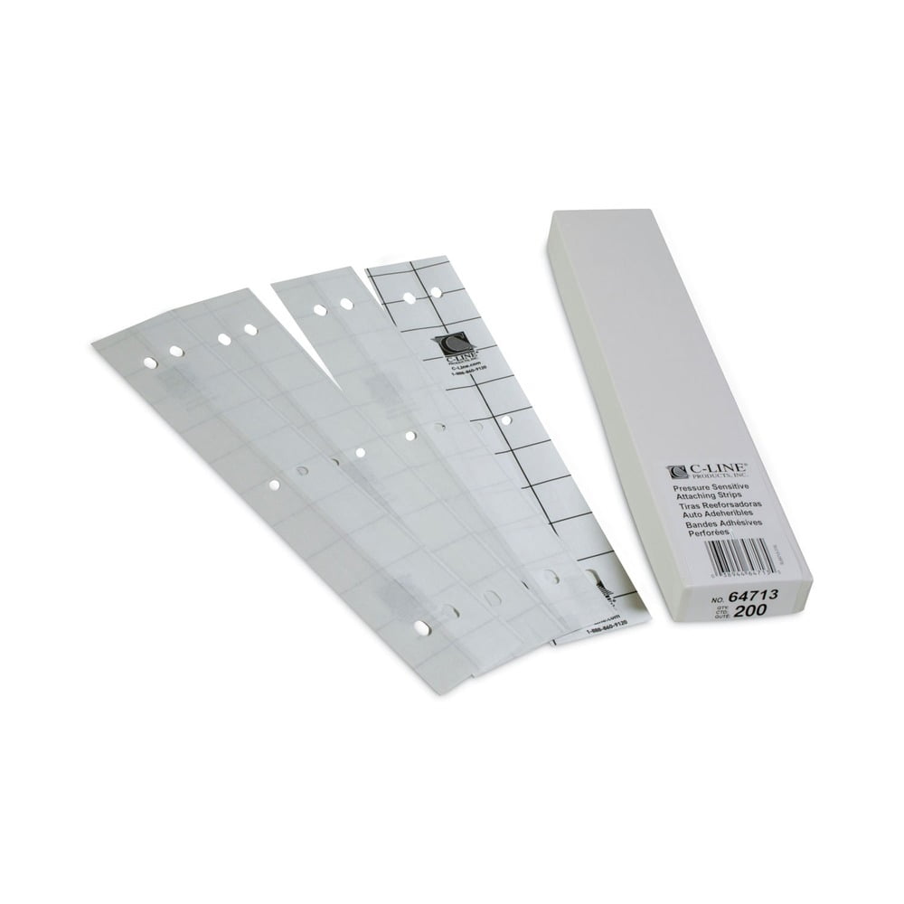 C-Line Self-Adhesive Attaching Strips, 3-Hole Punched, 11 x 1, 200/BX ...