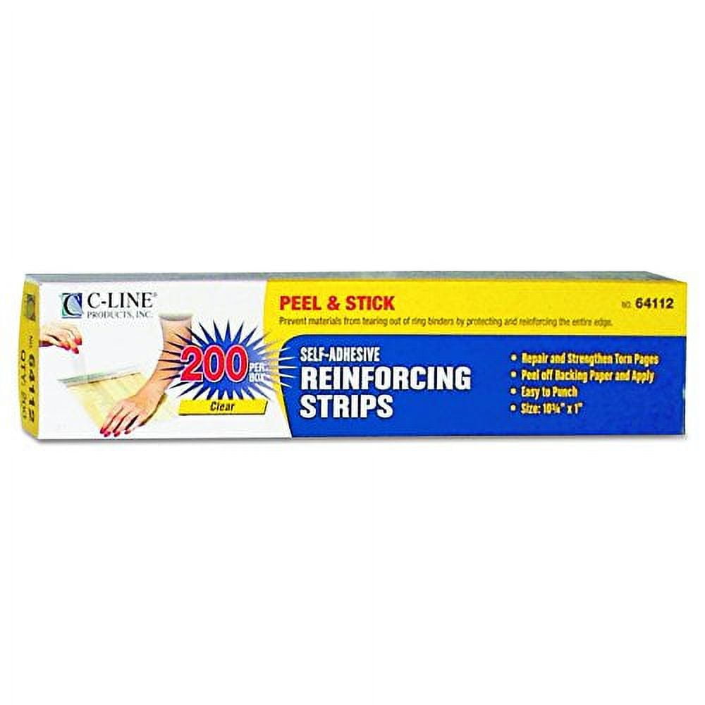 C-Line Self-Adhesive Page Reinforcing Strips, 10-3/4" x 1", Box of 200 ...