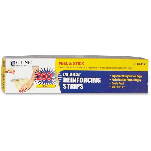 C-Line Self-Adhesive Reinforcing Strips, 10 3/4 x 1, 200/BX - Walmart.com