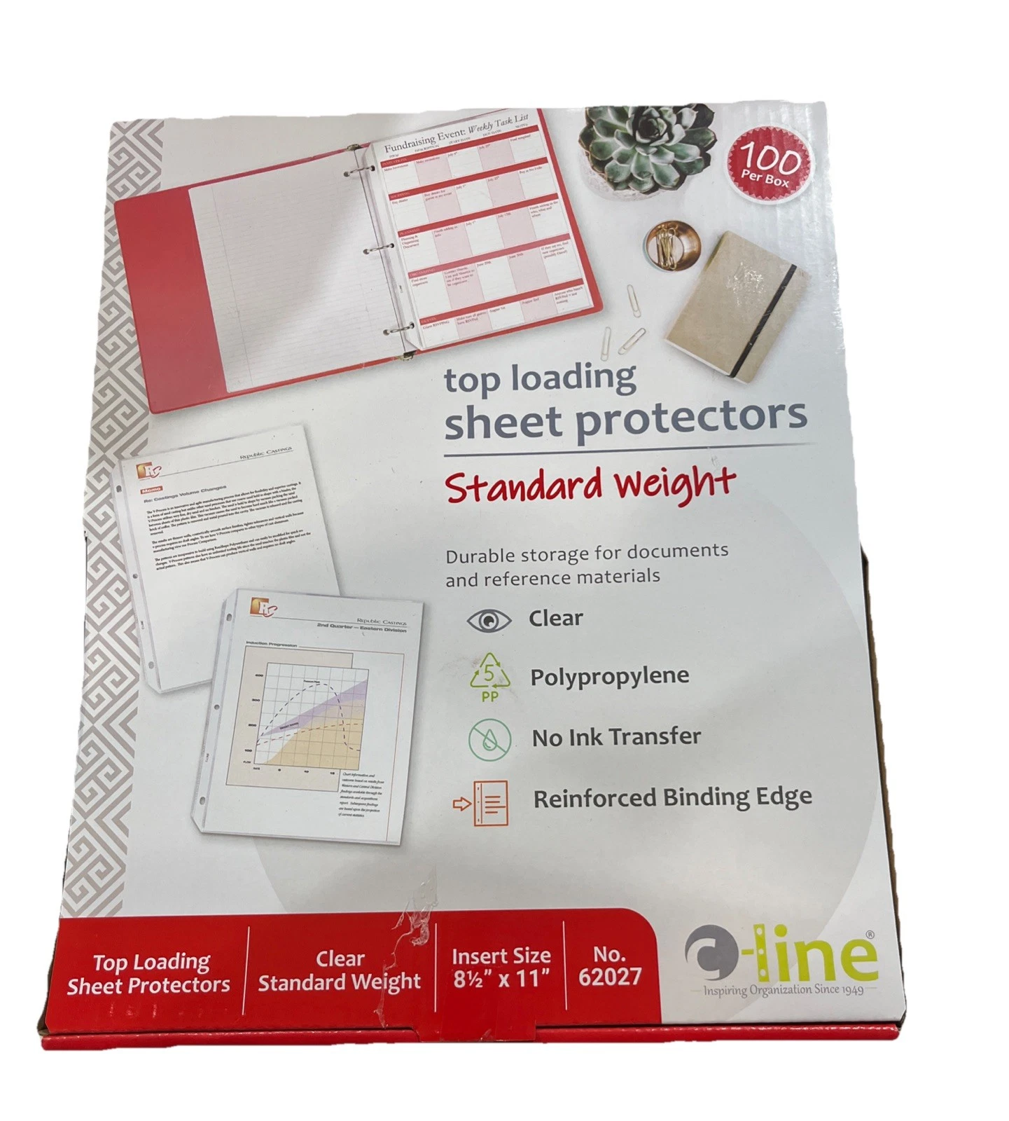 C-Line Sheet Protectors 100 Sheets Per Box Insert 8 & Half X 11 ...