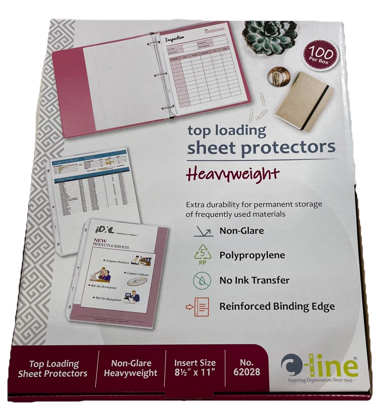 C-Line Sheet Protectors 100 Sheets Per Box Insert Size 8 & Half X 11 ...