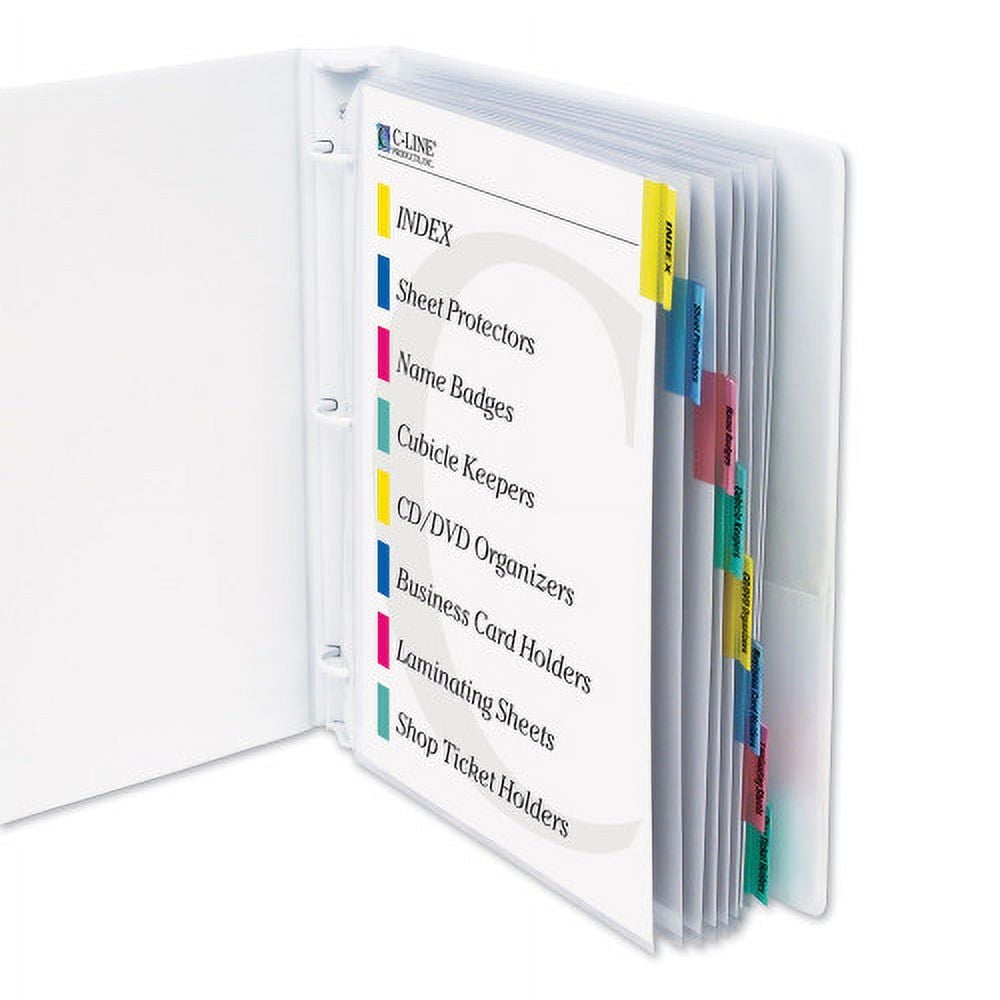 C-Line Sheet Protectors with Index Tabs, Assorted Color Tabs, 2", 11 x 8.5, 8/Set, Each ...