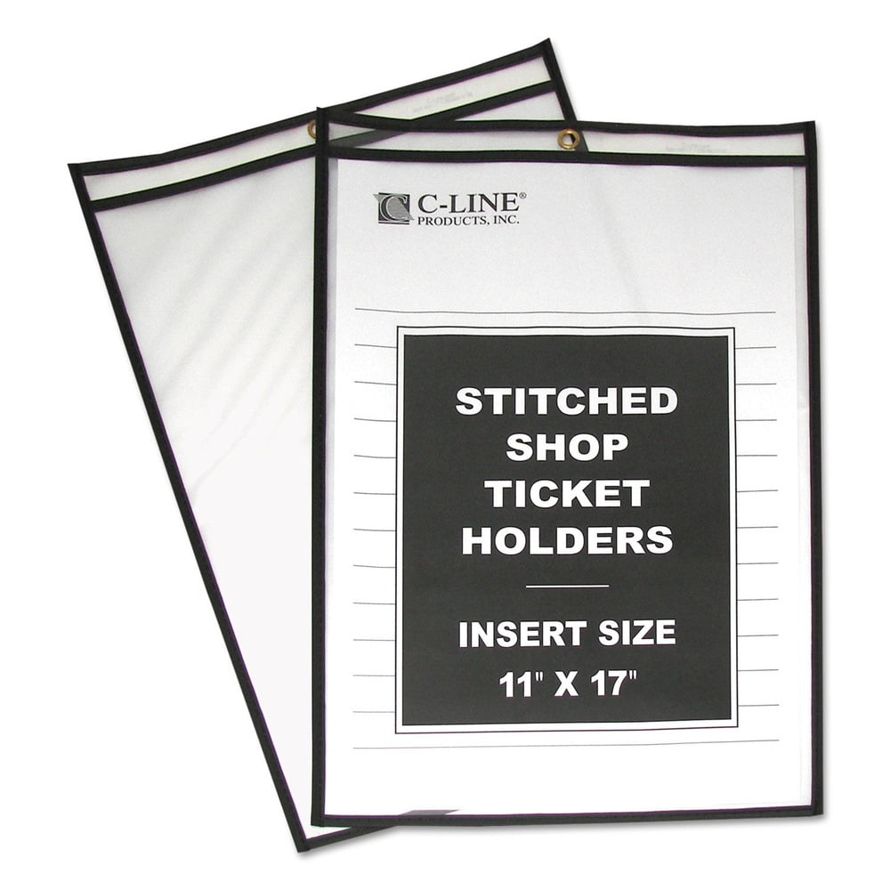 C-Line Shop Ticket Holders, Stitched, Both Sides Clear, 75", 11 x 17 ...