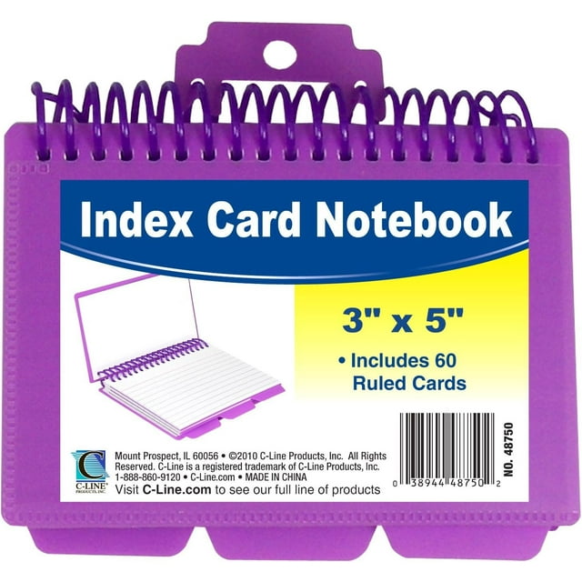 C-Line Spiral Bound Index Card Notebook with Tabs, Includes 60 Ruled 3 ...