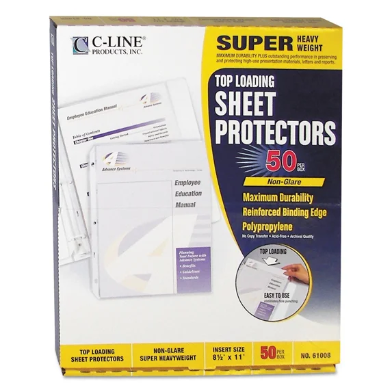 C-Line Super Heavyweight Poly Sheet Protector Non-Glare 2" 11 X 8 1/2 ...