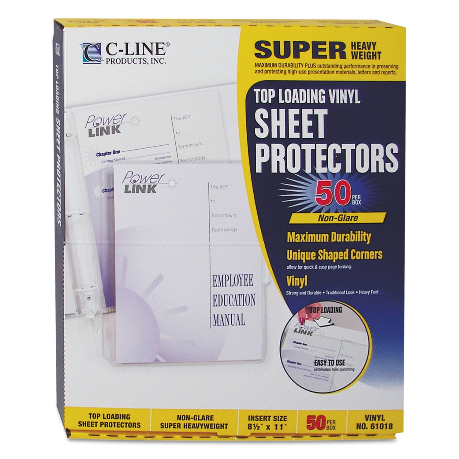 C-Line Super Heavyweight Vinyl Sheet Protector, Nonglare, 2", 11 x 8 1/ ...
