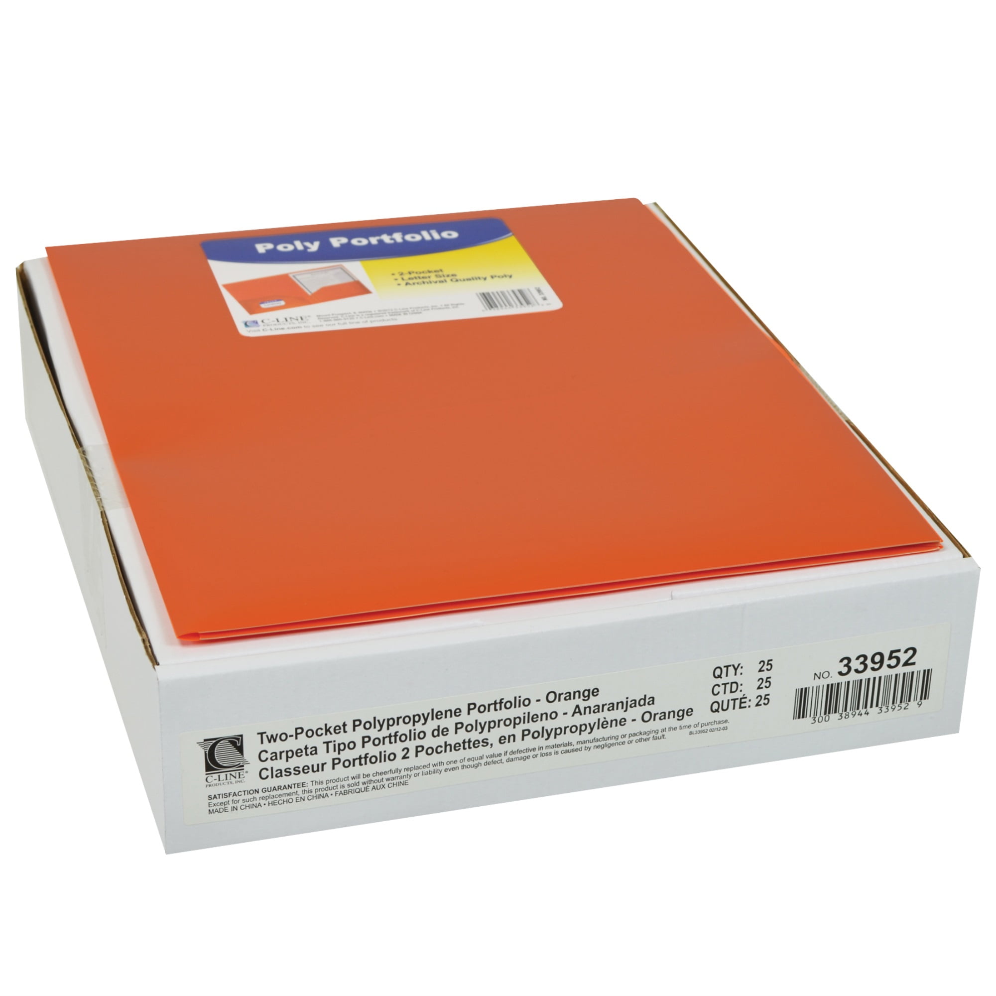 Two-Pocket Heavyweight Poly Portfolio Folder, Orange (Set of 25 Folders ...