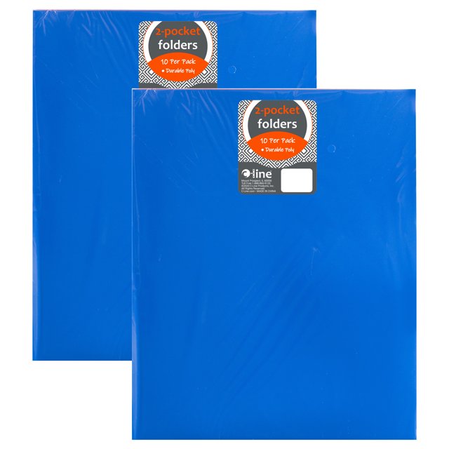 C-Line Two-Pocket Heavyweight Poly Portfolio Folder, Primary Colors, 10 ...