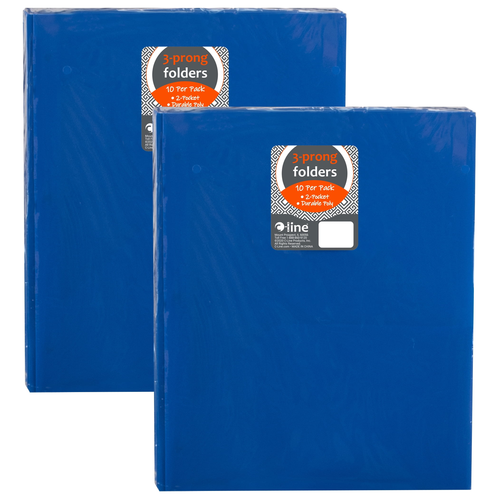 C-Line Two-Pocket Heavyweight Poly Portfolio Folder with Prongs, Blue ...