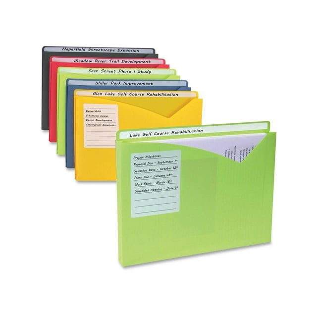 C-Line Write-On Expanding Poly File Folders, 1" Exp., Letter, Assorted ...