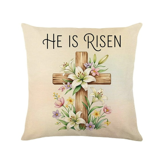 C Linen Easter Holiday Pillow Case Cover With Spring Theme Print For ...