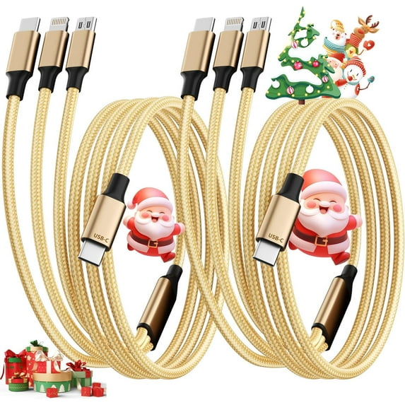 C Multi [2Pack 4FT], 3 in 1 Nylon Braided -C Multiple Cord with Type-C ...