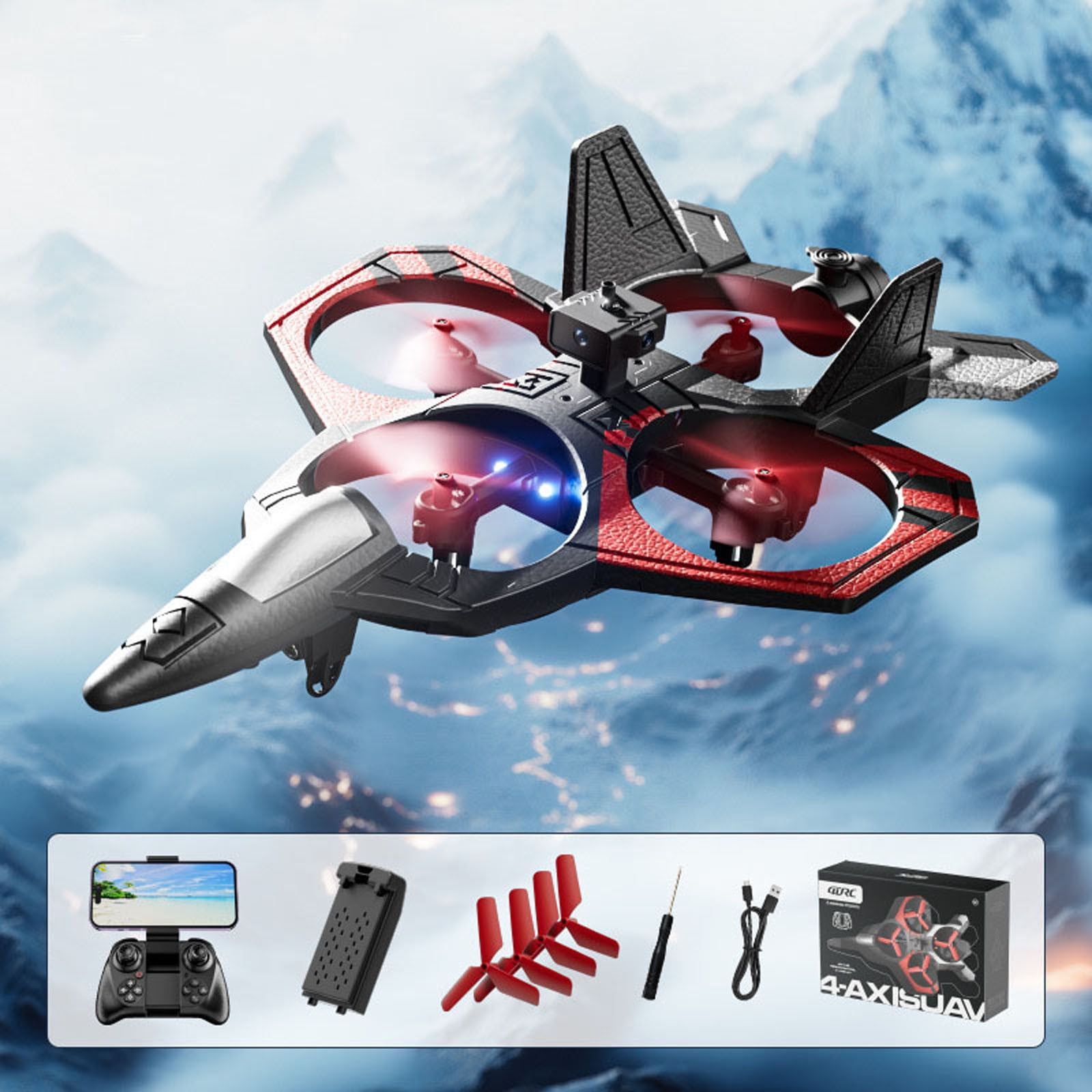 C Obstacle Avoiding V46 Remote Control Aircraft Spray Fighter Aerial Shot Foam Glider Drone With ...