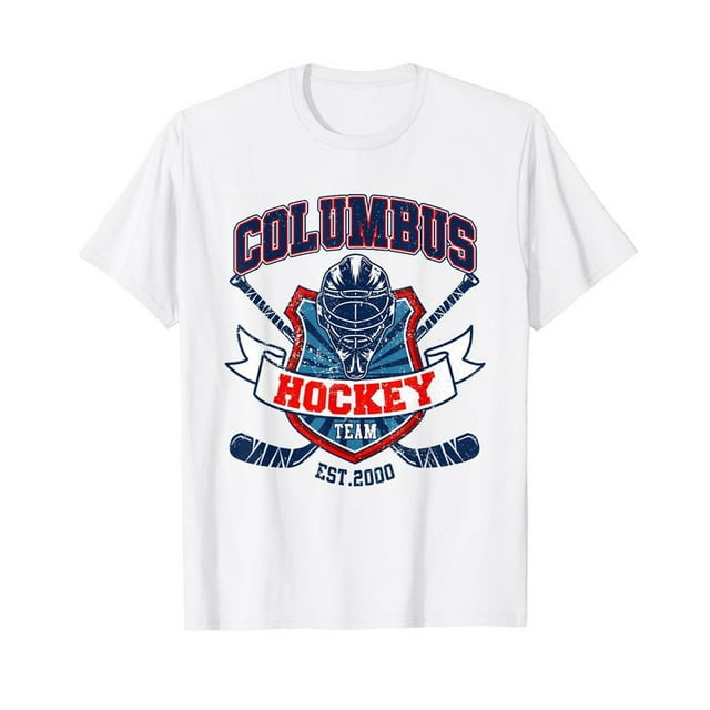 C.Olu.Mb.Us Blue Retro Jackets Vintage Ice Hockey Player T-Shirt Shirt, Size M, Tee White New ...