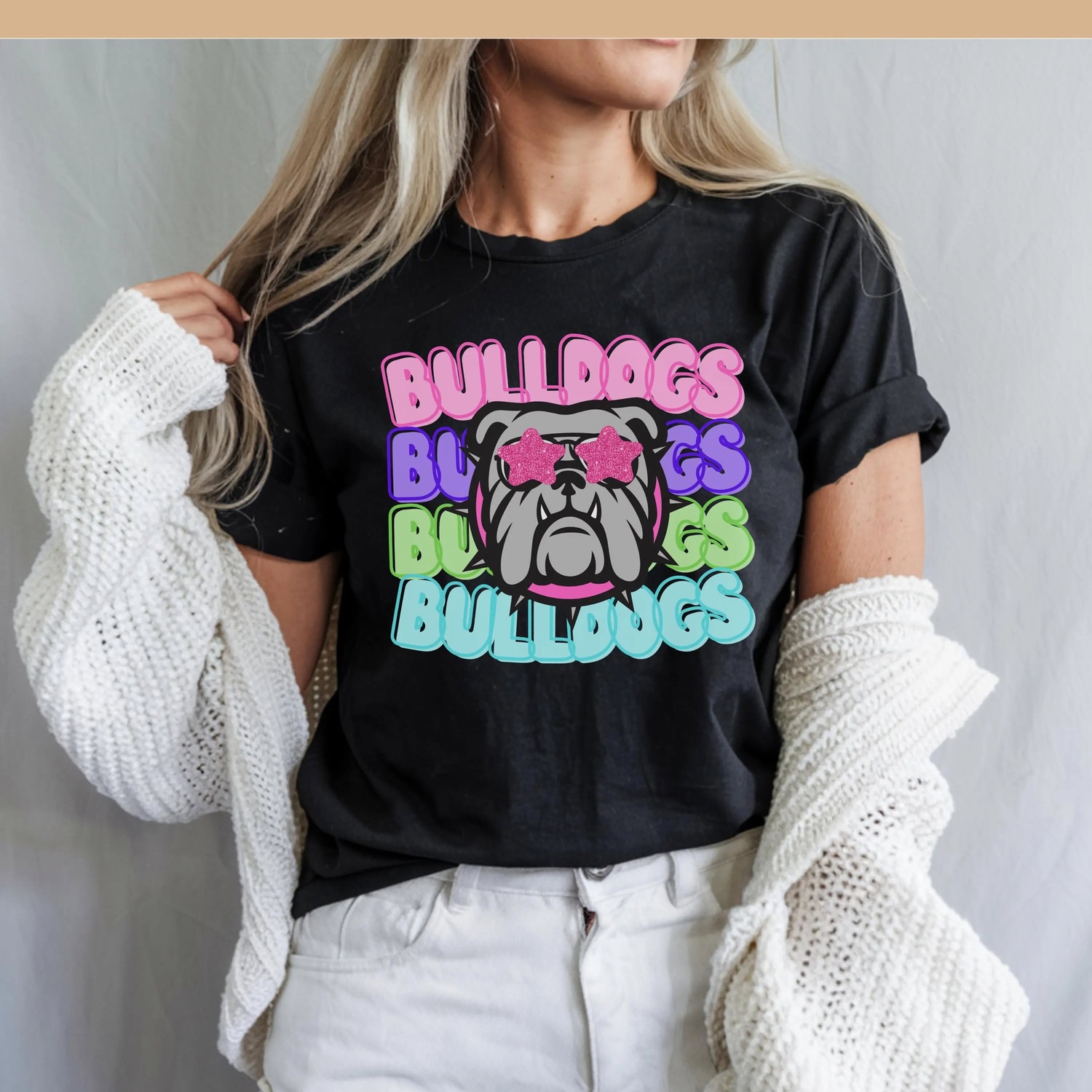 C-Omforolors Colorful Bulldogs SpiriT- S1Hirt, izable, Go Bulldogs ...
