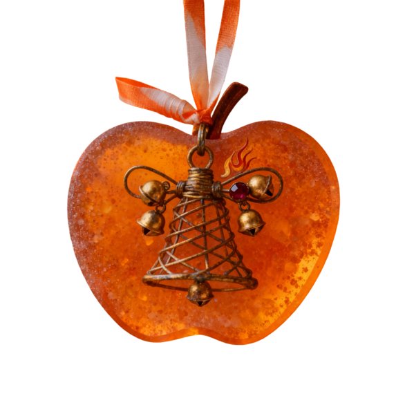 C Orange Glass Christmas Bell Ornament With Frosted Finish For Warm ...