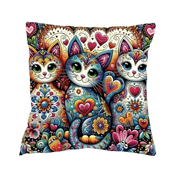 C Pillow Cover 45X45Cm Animals Series Faux Embroidery Polyester ...